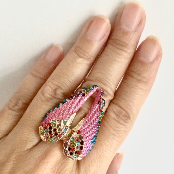 Jewelry | Angel Wings Multicolor Crystal Rhinestones Ring | Poshmark